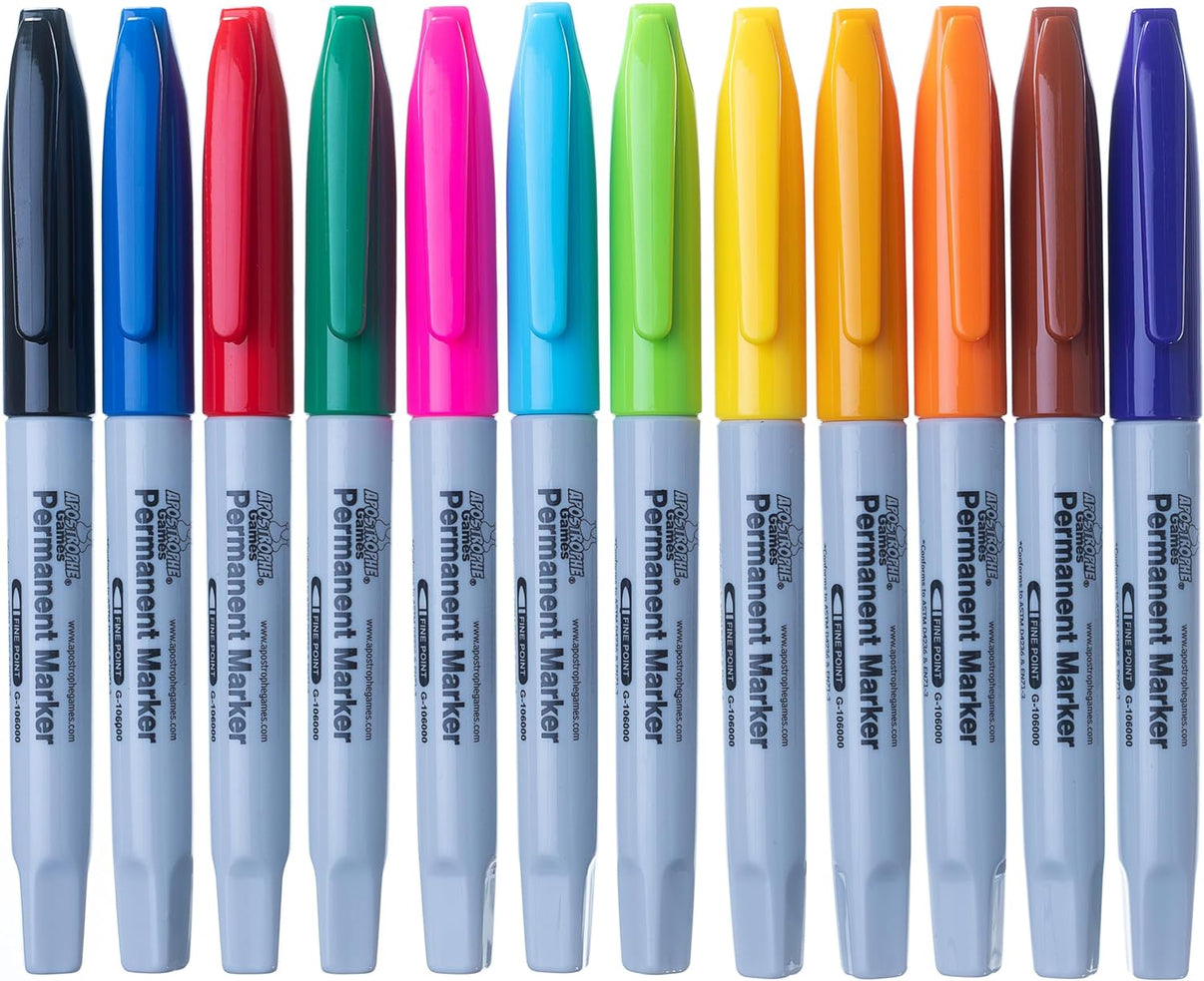 Fine Point Permanent Markers - 12 Colors – Apostrophe Games